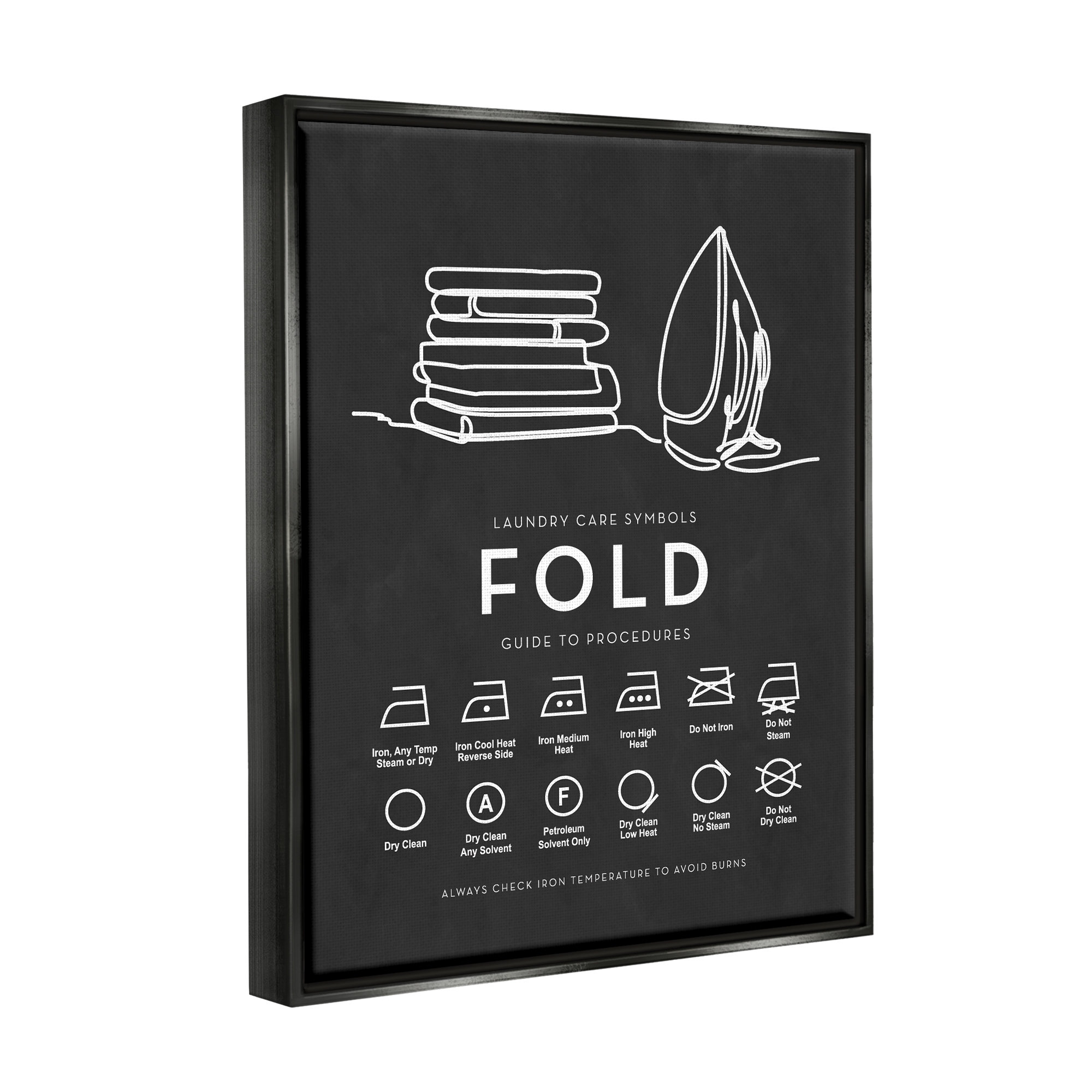 Stupell Industries Laundry Diagram Symbols Chart Ironing Folding Guide by Lettered and Lined ...